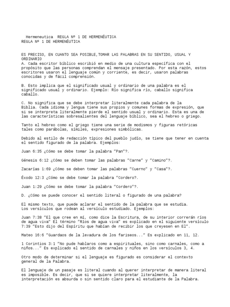 La Reglas De Hermeneutica