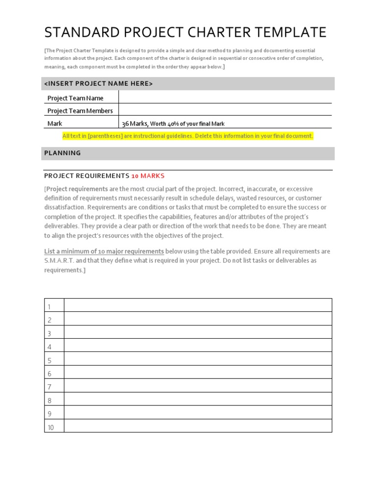 Project Charter Template Assignment #2 | PDF | Business