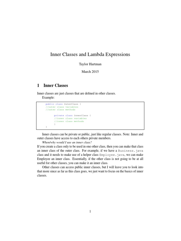 Inner Classes and Lambda Expressions | Download Free PDF | Anonymous ... Inner Classes and Lambda Expressions | Download Free PDF | Anonymous ...