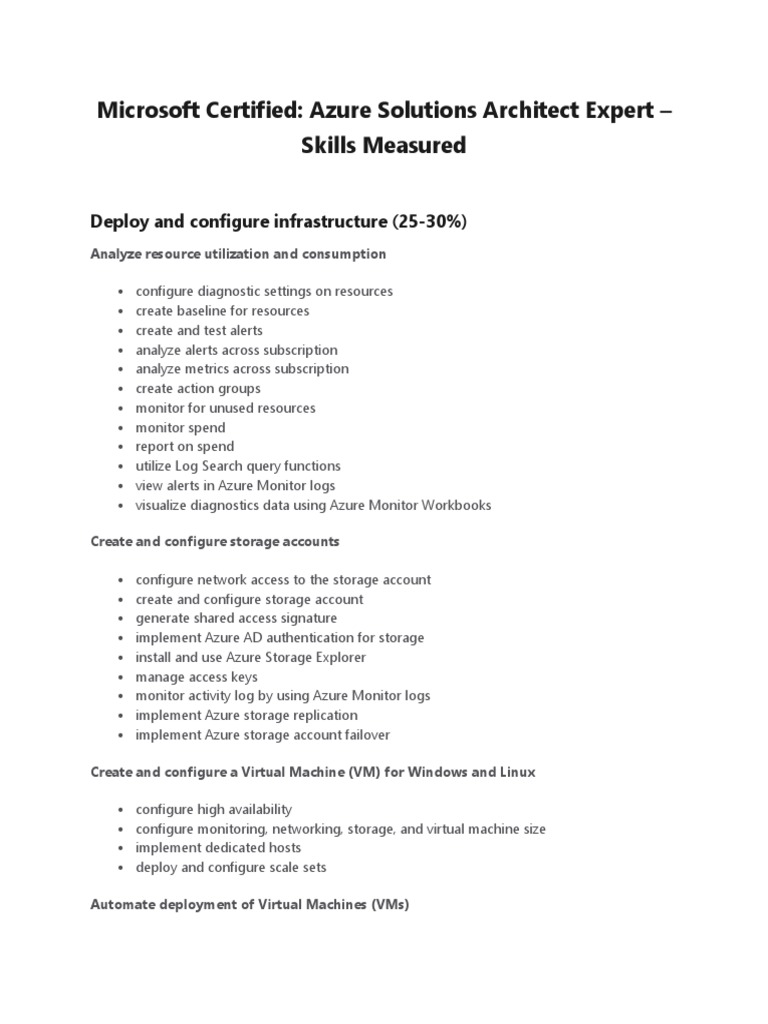 Azure Solutions Architect Expert Skills Guide | PDF | Microsoft Azure ...