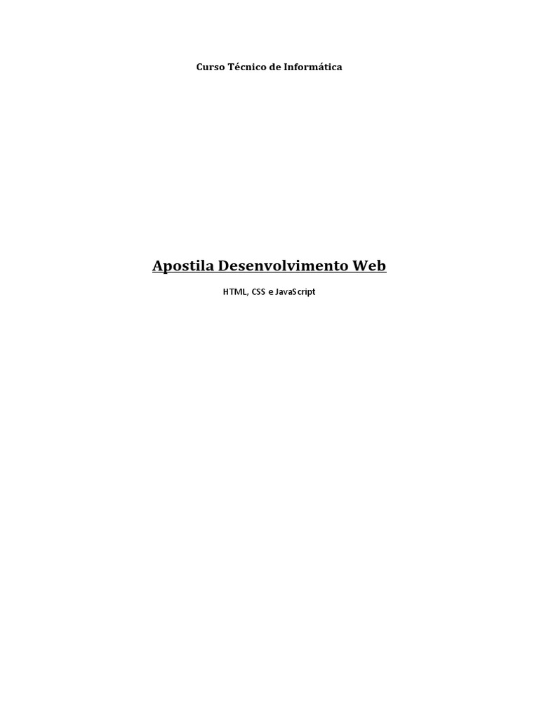 Curso de Desenvolvimento Web: Fundamentos de HTML, CSS e JavaScript | PDF | Html | Folhas de ...