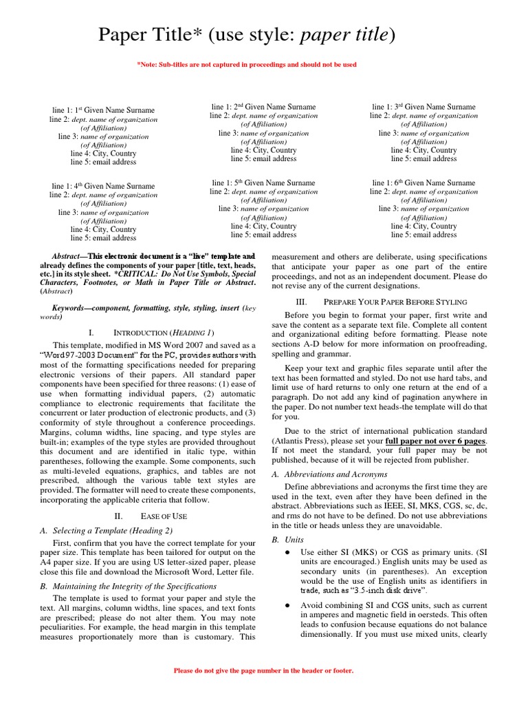Atlantis Press - TEMPLATE | PDF | Bracket | Citation