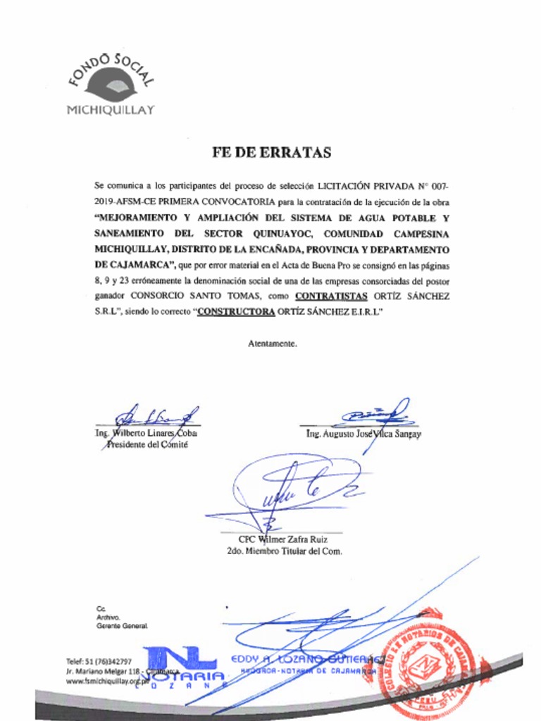 Fe de Erratas Lp 07 - 2019