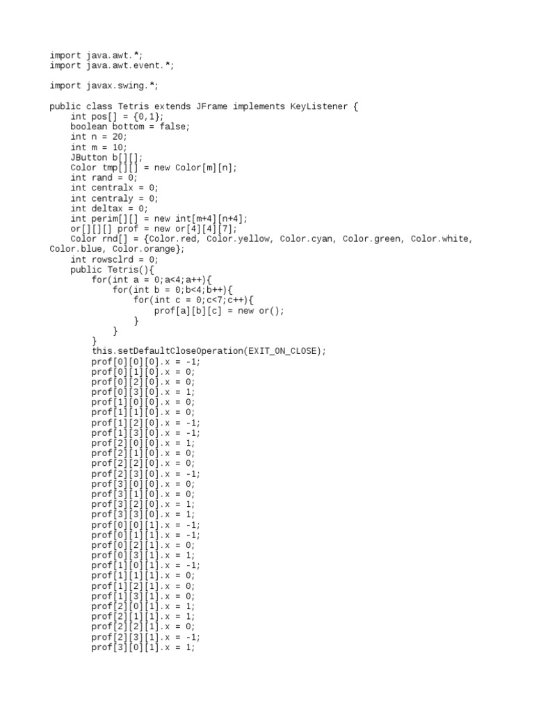 Codigo Tetris Java | PDF | Software Engineering | Areas Of Computer Science