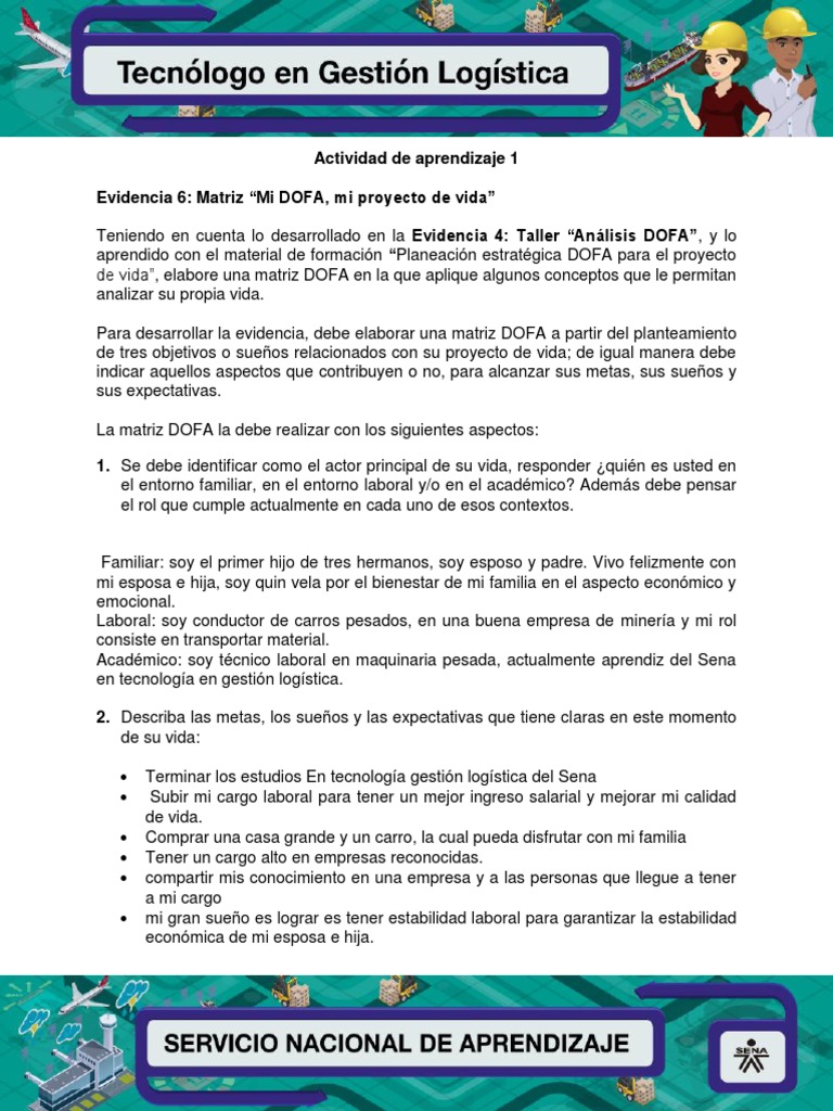 Evidencia 6 Matriz Mi DOFA Resuelto | PDF | Análisis FODA | Conceptos ...