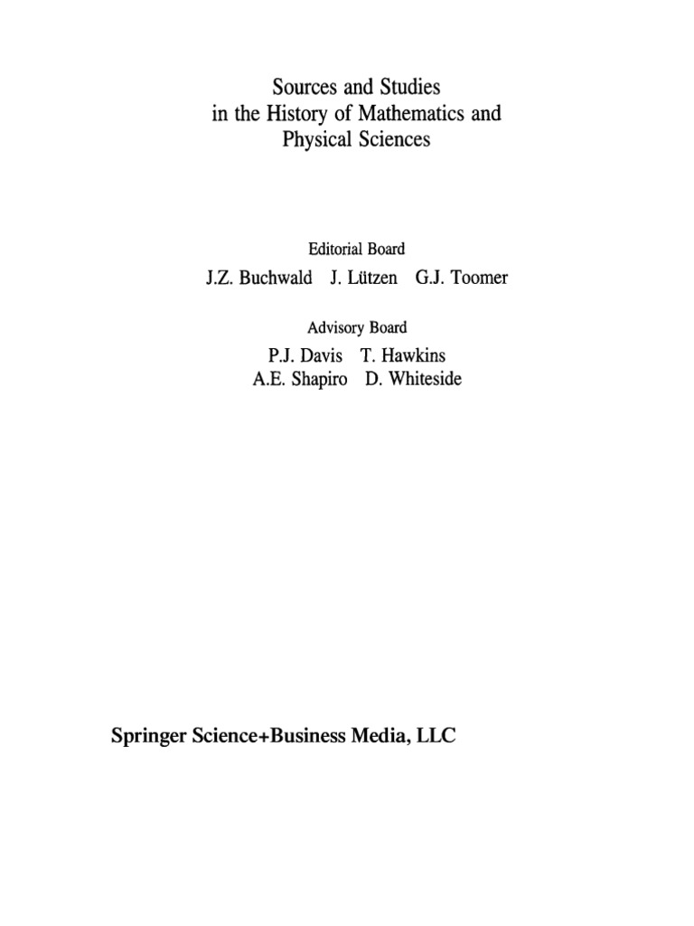 (Sources and Studies in the History of Mathematics and Physical ...