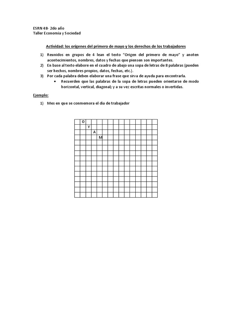 Sopa de Letras Día Del Trabajador | PDF