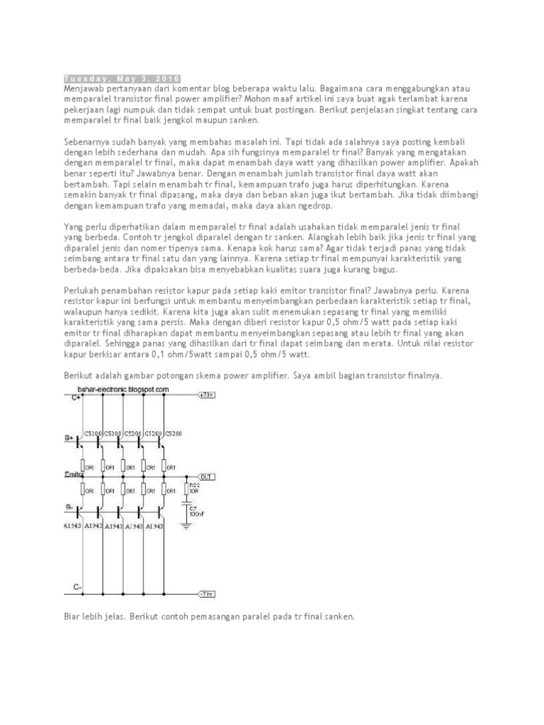 Tambah Transistor Daya | PDF