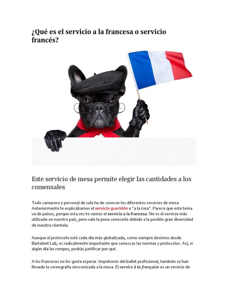 6 Qué Es El Servicio A La Francesa o Servicio Francés | PDF