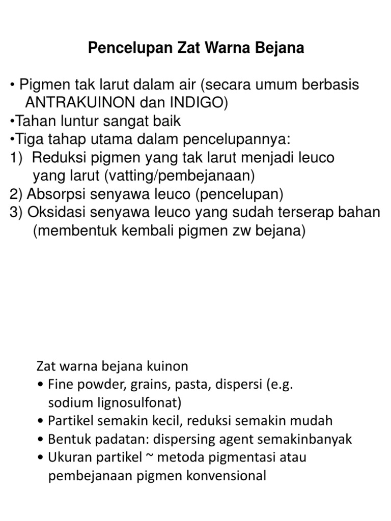 Pencelupan Dengan Z.W. Bejana (Vat Dyes) | PDF | Memasak, Makanan ...