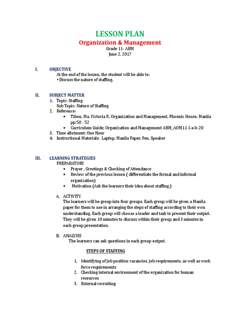 ABM - AOM11 IIa B 20 | PDF | Lesson Plan | Employment