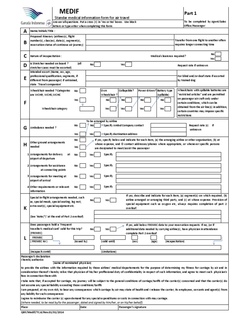 MEDIF Garuda Indonesia New | PDF | Airlines | Physical Examination