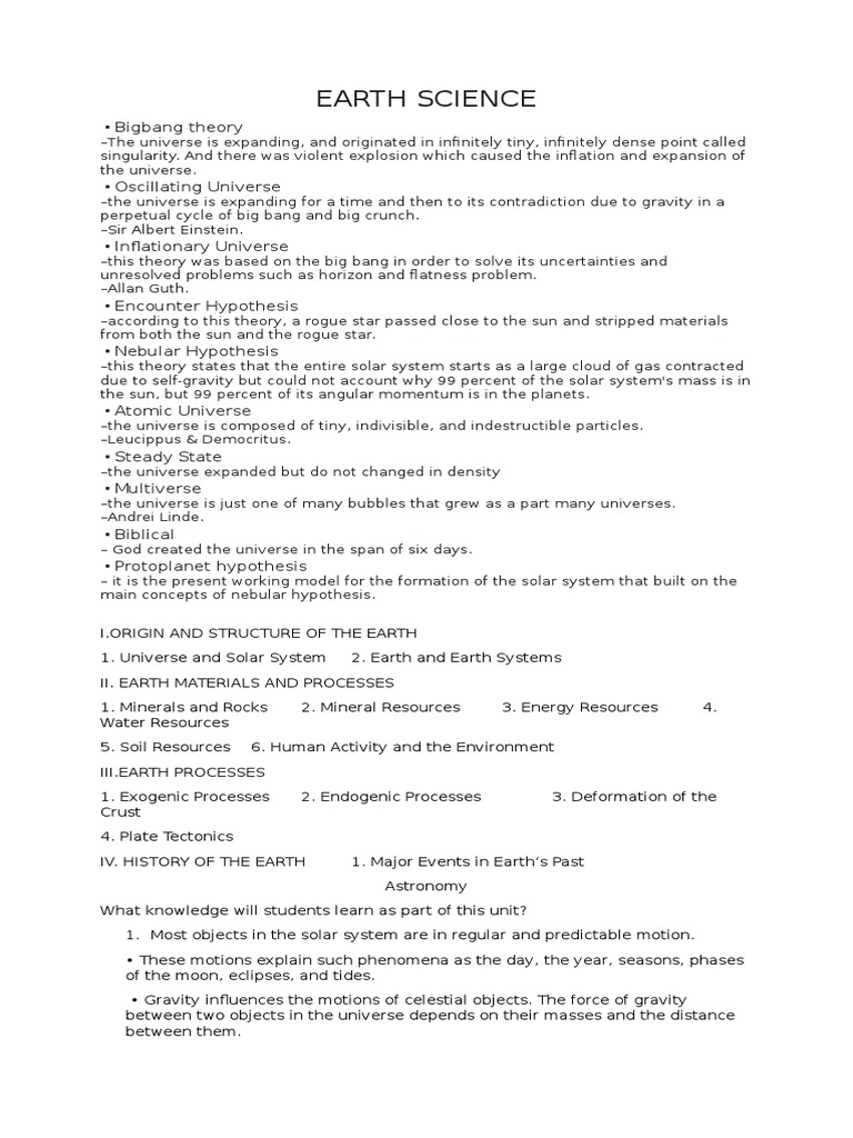 Earth Science | PDF | Rock (Geology) | Solar System