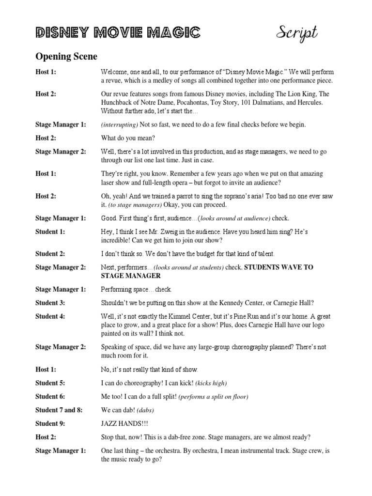 Disney Movie Magic Script: Opening Scene | PDF | Entertainment (General)