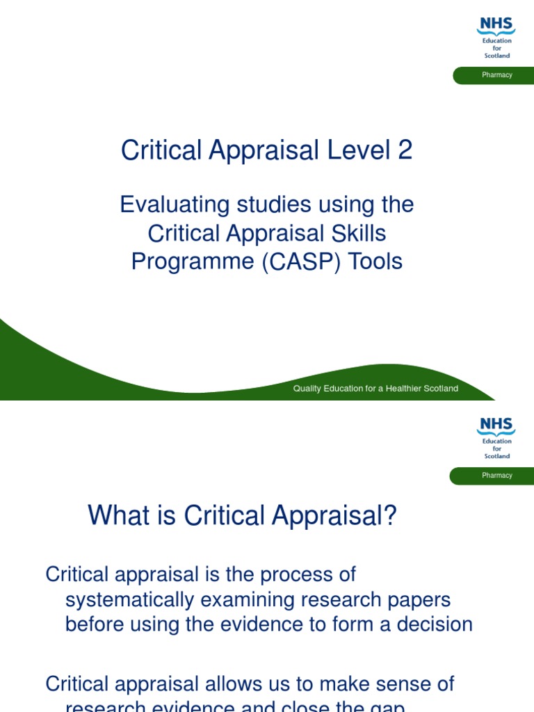 Critical Appraisal Level 2 Yc Nes Template | PDF | Randomized Controlled Trial | Evidence Based ...