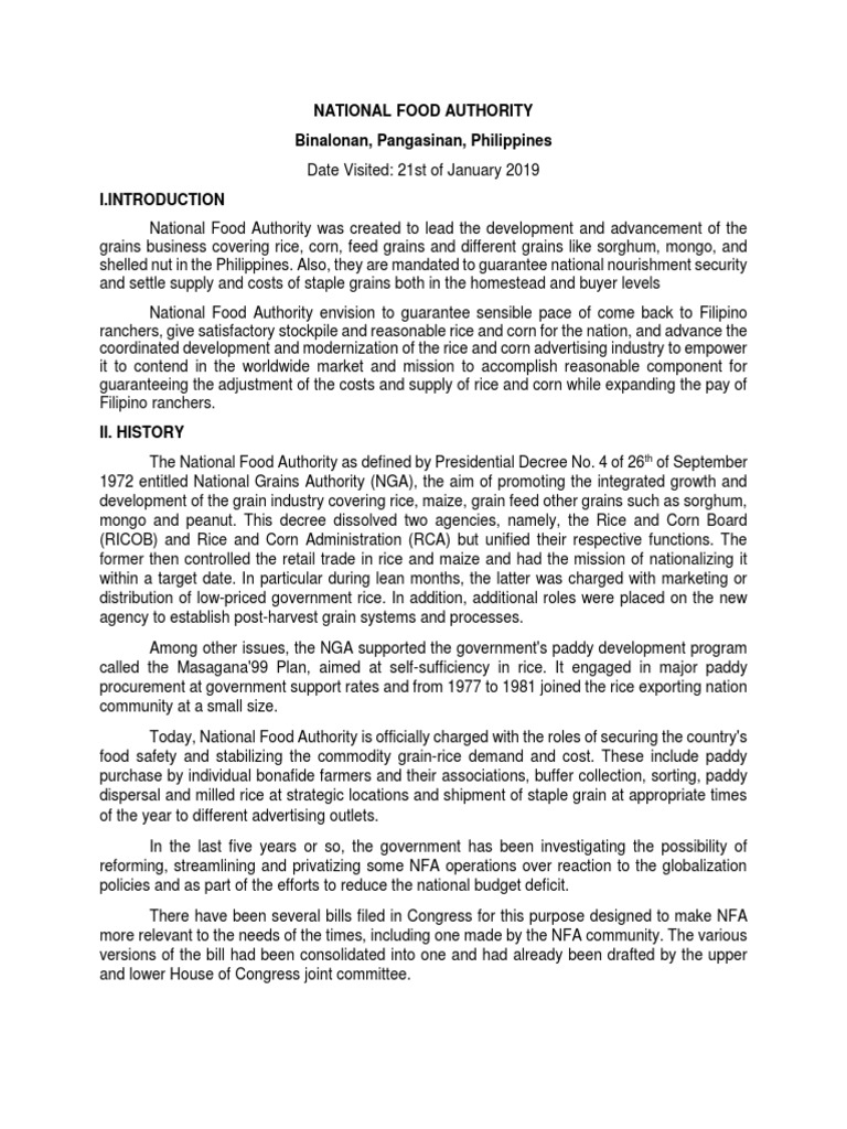 National Food Authority | PDF | Economies | Foods