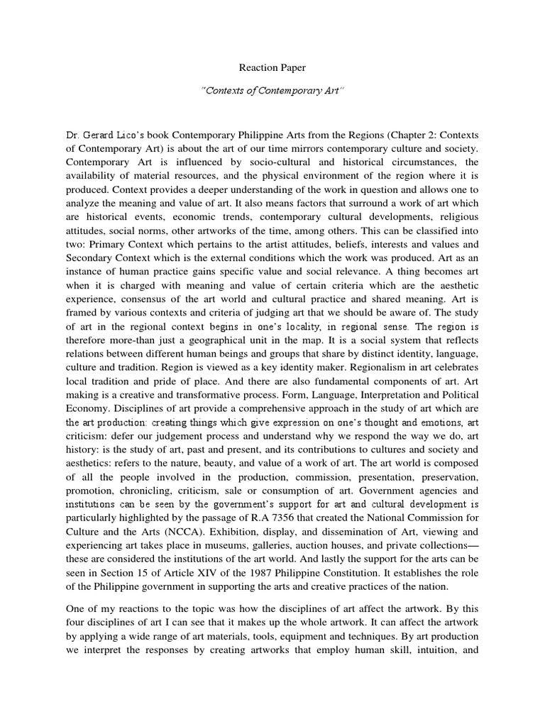 Reaction Paper | PDF | Aesthetics | Value (Ethics)