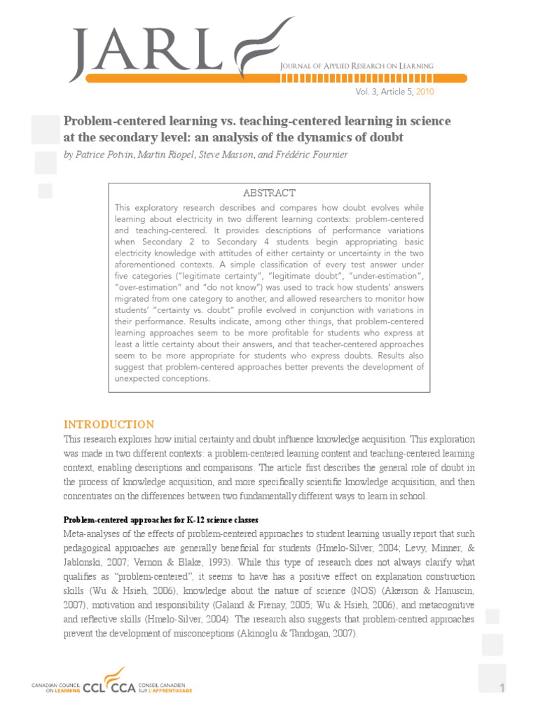 Problem Centered Curriculum PDF | PDF | Science | Pedagogy