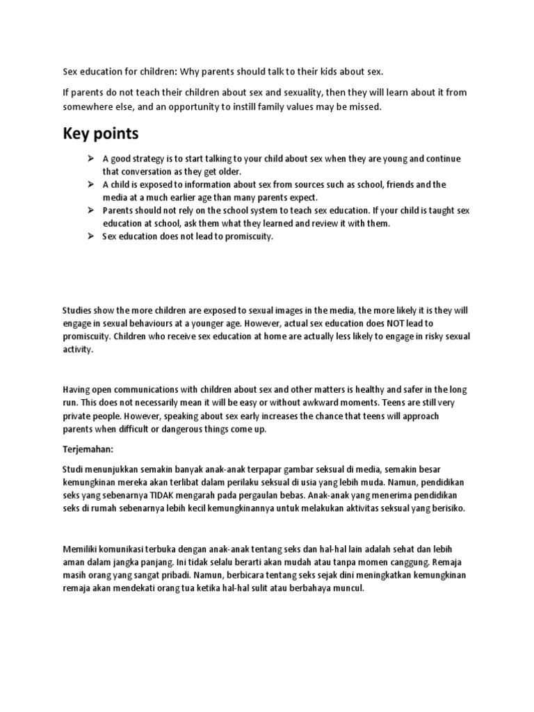 Sex Education For Children | PDF