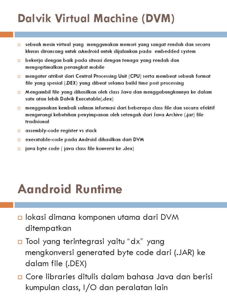 Dalvik Virtual Machine (DVM) | PDF