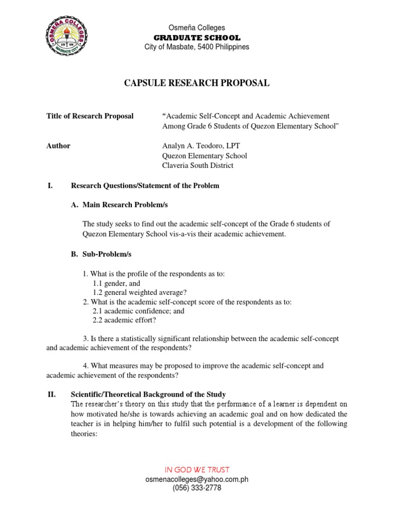 Capsule Research Proposal | PDF | Reinforcement | Self Concept