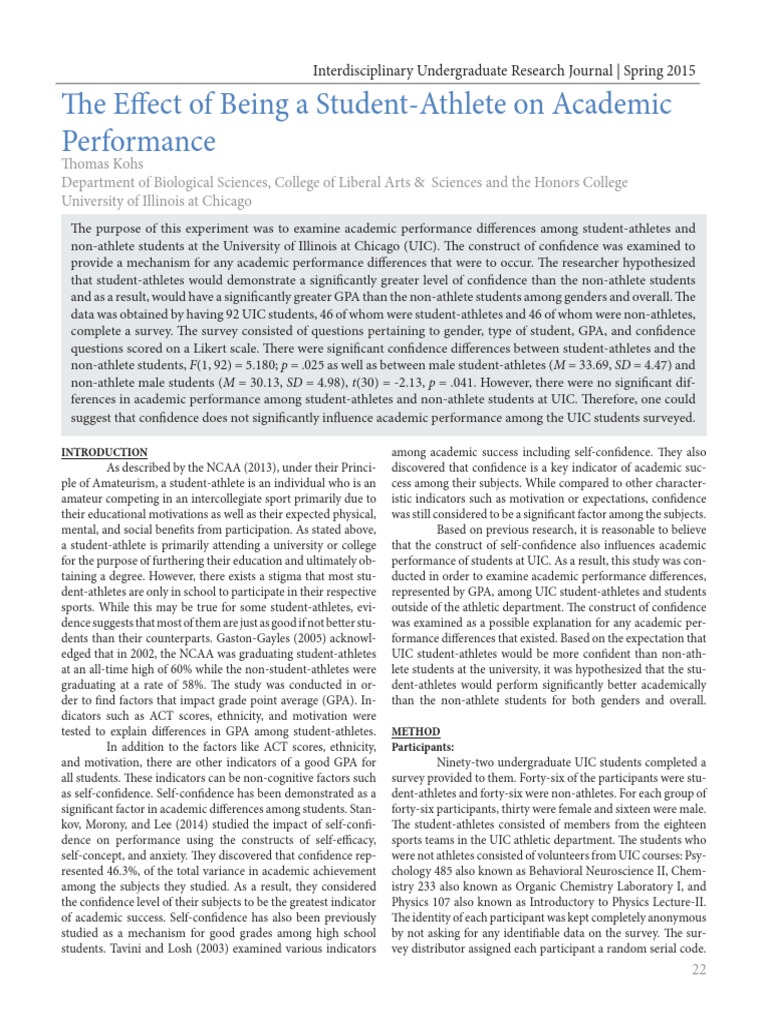 The Effect of Being A Student-Athlete On Academic Performance | PDF ...