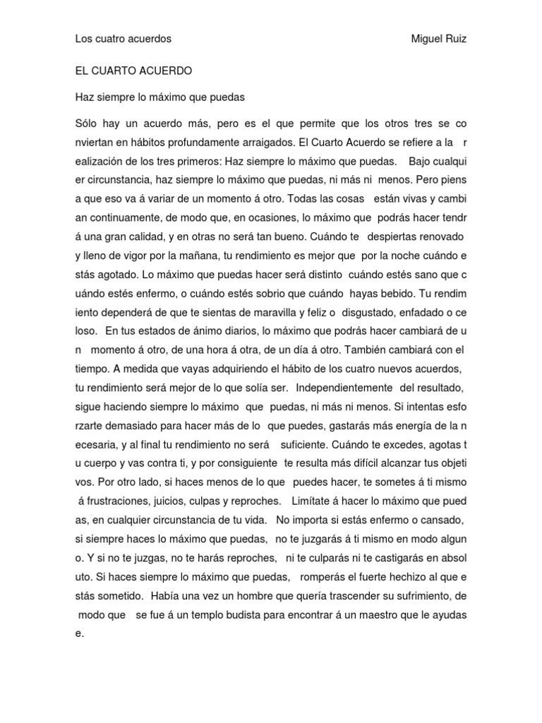 El Cuarto Acuerdo | PDF | Vida | Amor