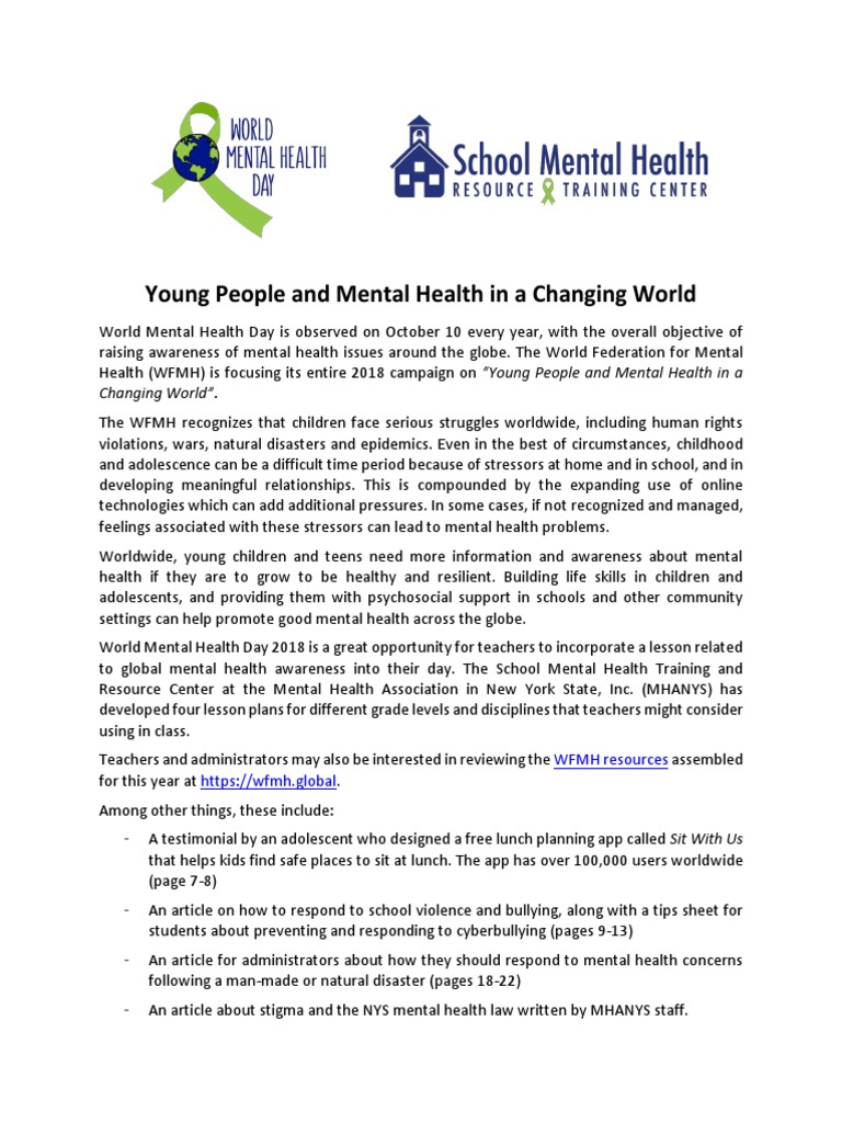 World Mental Health Day Lesson Plans PDF | PDF | Mindfulness | Mental ...