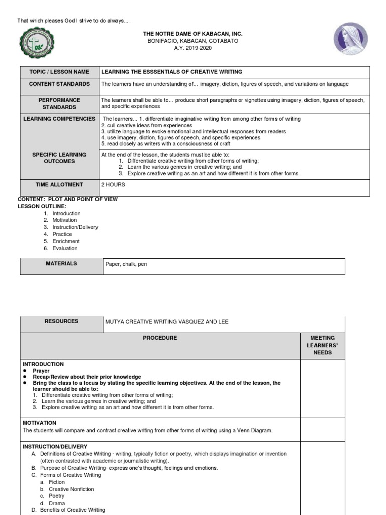 Teaching Guide Learning The Essentials of Creative Writing | PDF ...