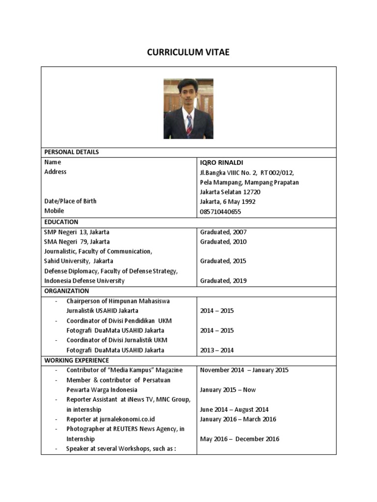 Curriculum Vitae 2019 - Iqro Rinaldi PDF | PDF | Indonesia | Jakarta