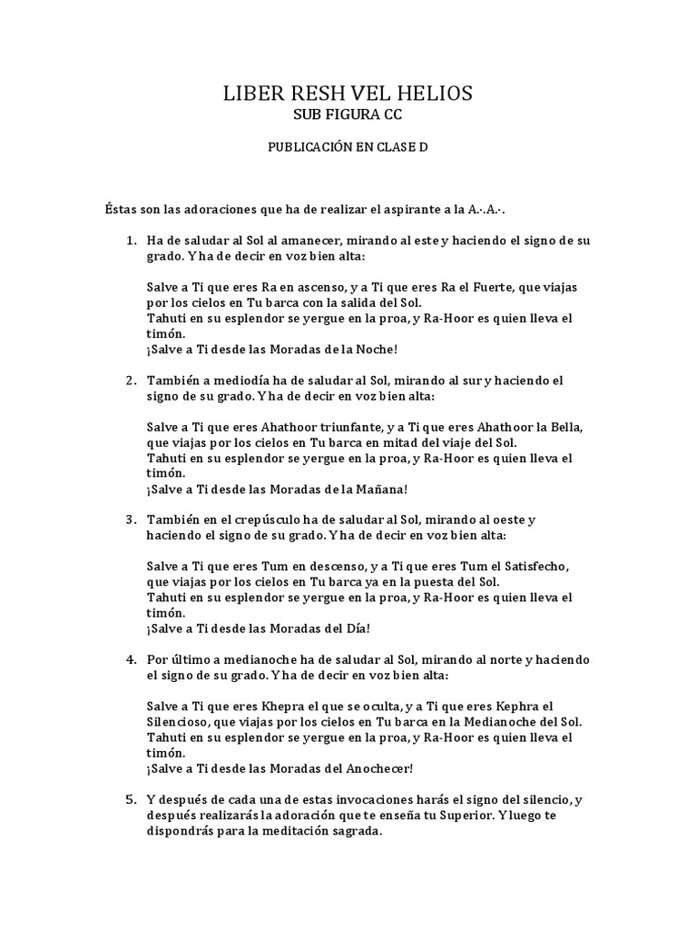 Liber Resh Vel Helios: Sub Figura CC | PDF | Historia | Religión y espiritualidad