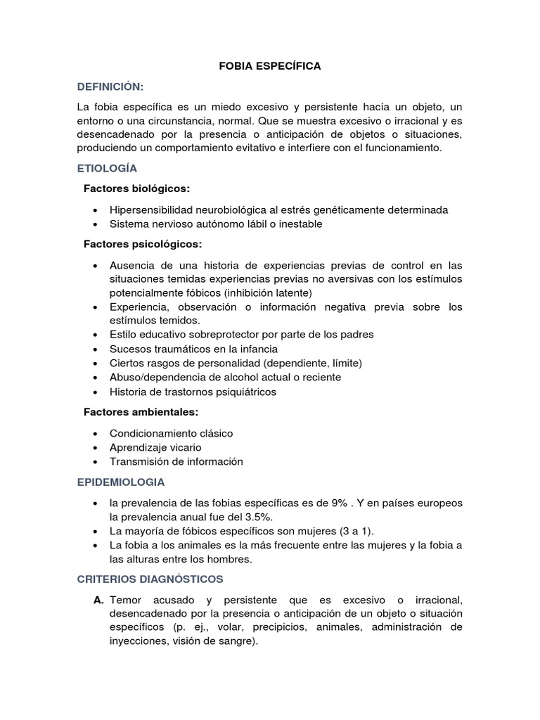 Fobia Específica | PDF | Fobia | Ansiedad