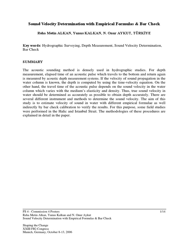 Sound Velocity Determination With Empirical Formulas & Bar Check | PDF ...