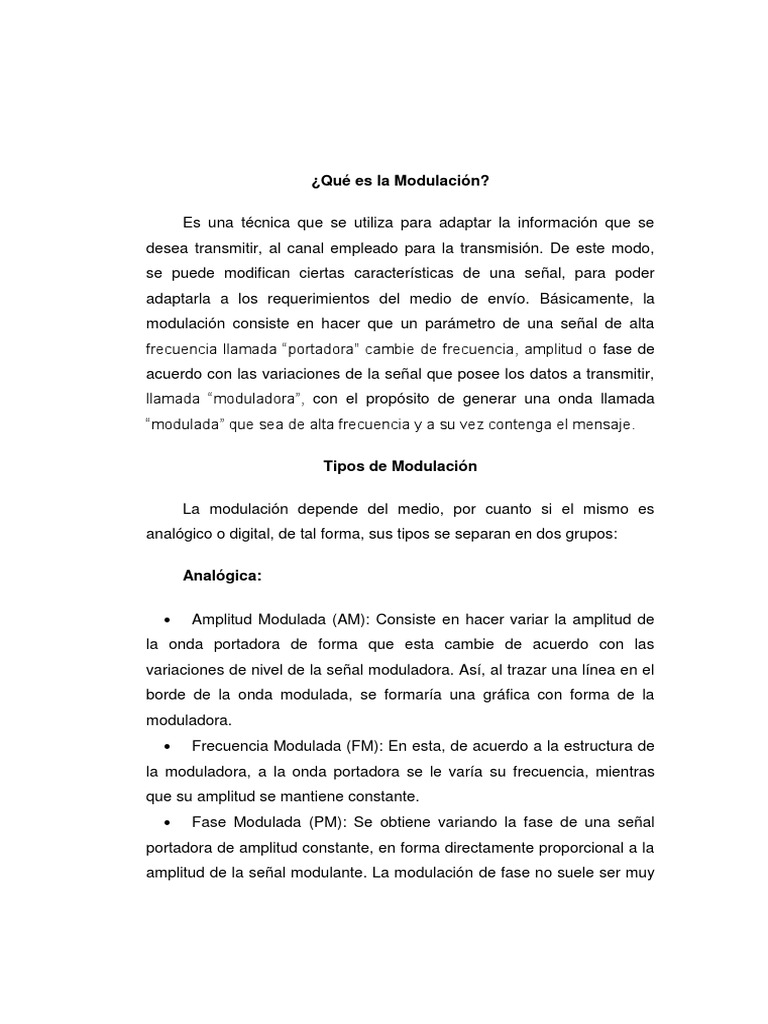 Qué Es La Modulación | PDF | Modulación | Modulación de frecuencia