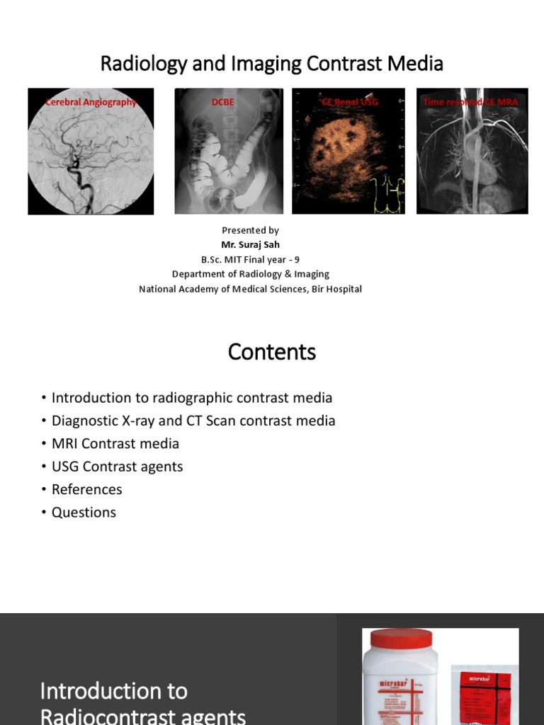 Radio and Imag Contrast Media | PDF | Magnetic Resonance Imaging ...