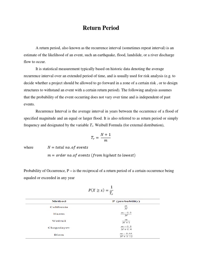 Return Period: A Statistical Measure of the Likelihood of Events | PDF ...