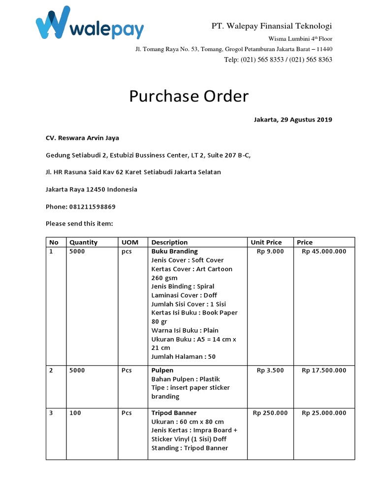 Format Purchase Order (PO) | PDF