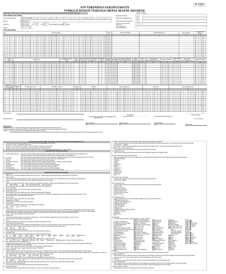Formulir Biodata Wni Per Keluarga f1 01 Terbaru | PDF