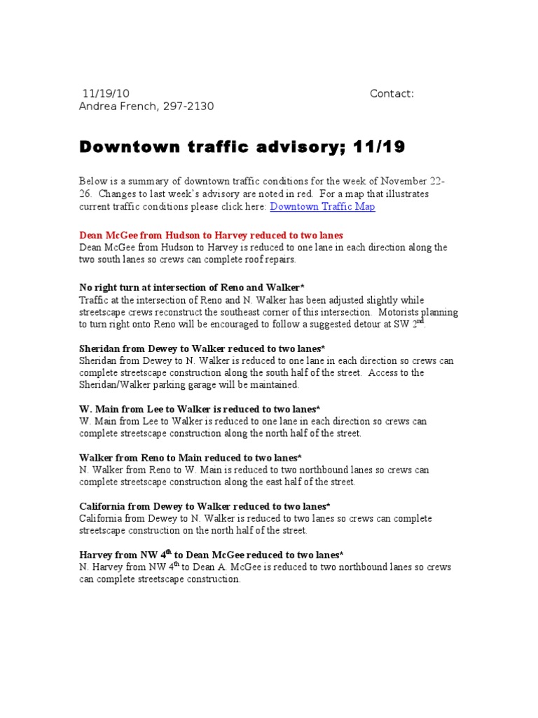 Traffic Advisory | PDF | Street | Transportation Engineering