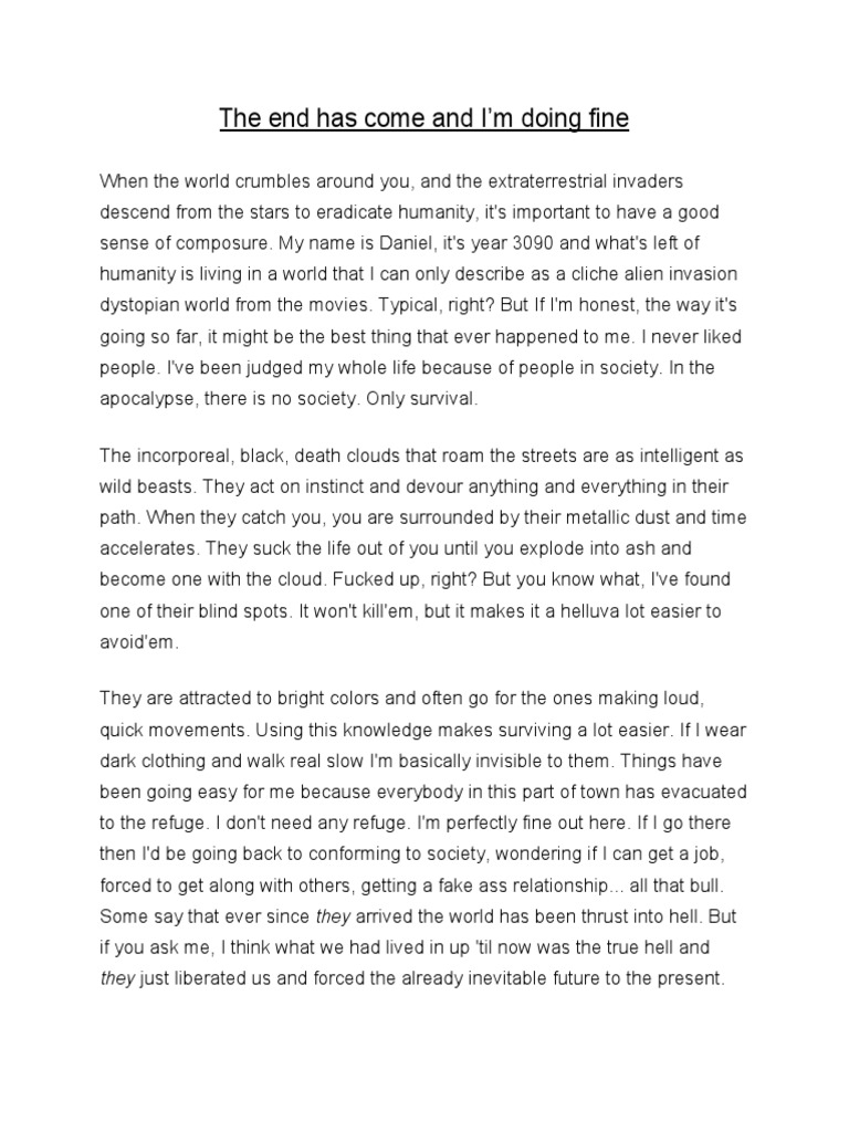 The End Has Come and Im Doing Fine 1 | PDF