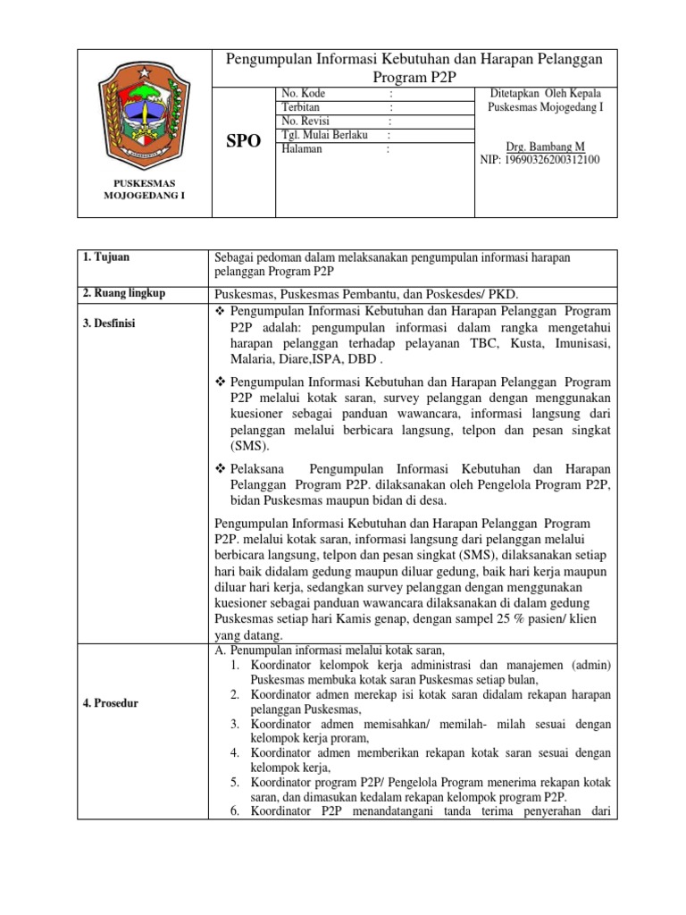 Sop Program p2p 2014 | PDF