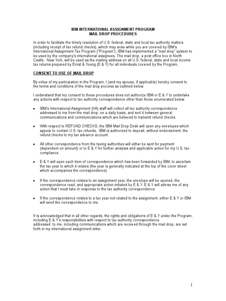 Ibm International Assignment Program Mail Drop Procedures | PDF | Mail ...