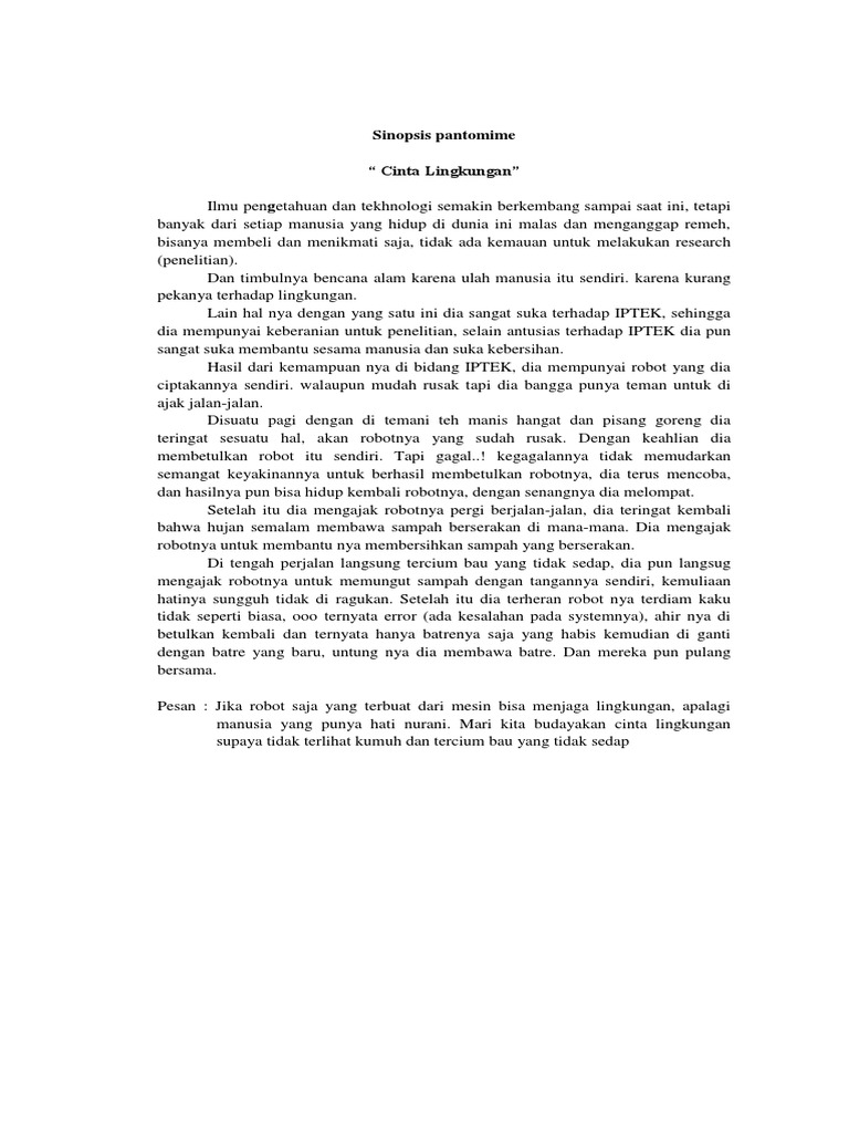 Sinopsis Pantomime Cinta Lingkungan | PDF | Teknologi & Rekayasa