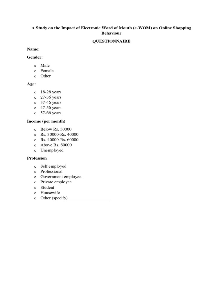 A Study On The Impact of Electronic Word of Mouth (e-WOM) On Online ...