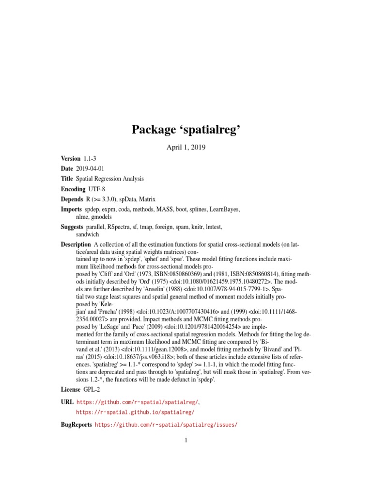 Spatialreg-Package in R | PDF | Errors And Residuals | Ordinary Least ...