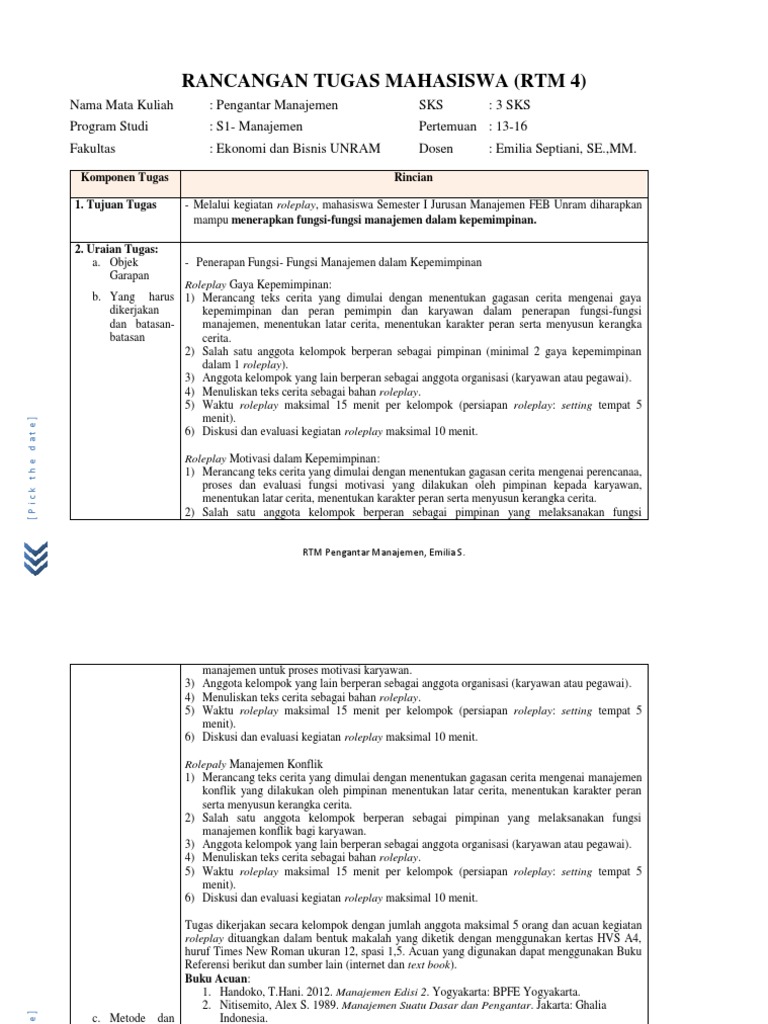 Rancangan Tugas Mahasiswa (RTM 4) | PDF