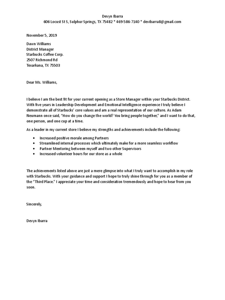 Devyn Ibarra Cover Letter | PDF