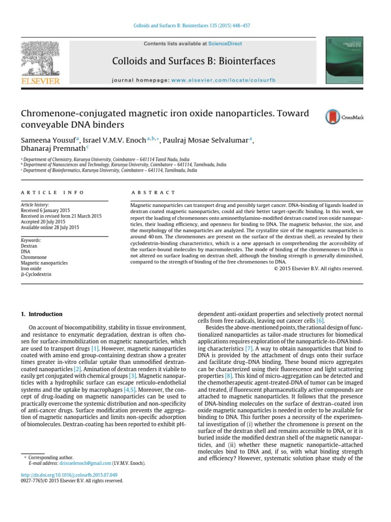 Colloids and Surfaces B: Biointerfaces | PDF | Nanoparticle | Chemistry