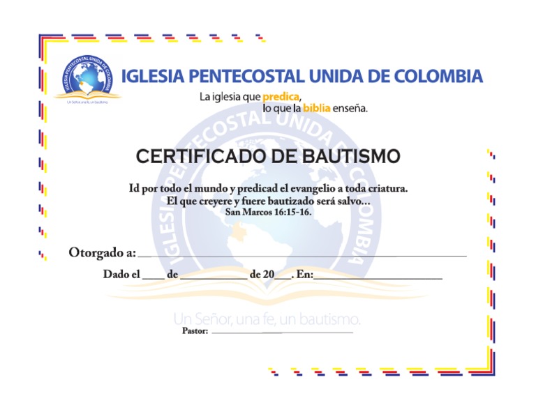 Certificado de Bautismo IPUC | PDF