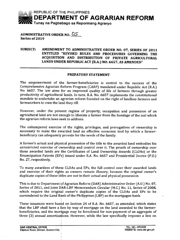 AO No. 5 Series of 2019 | PDF